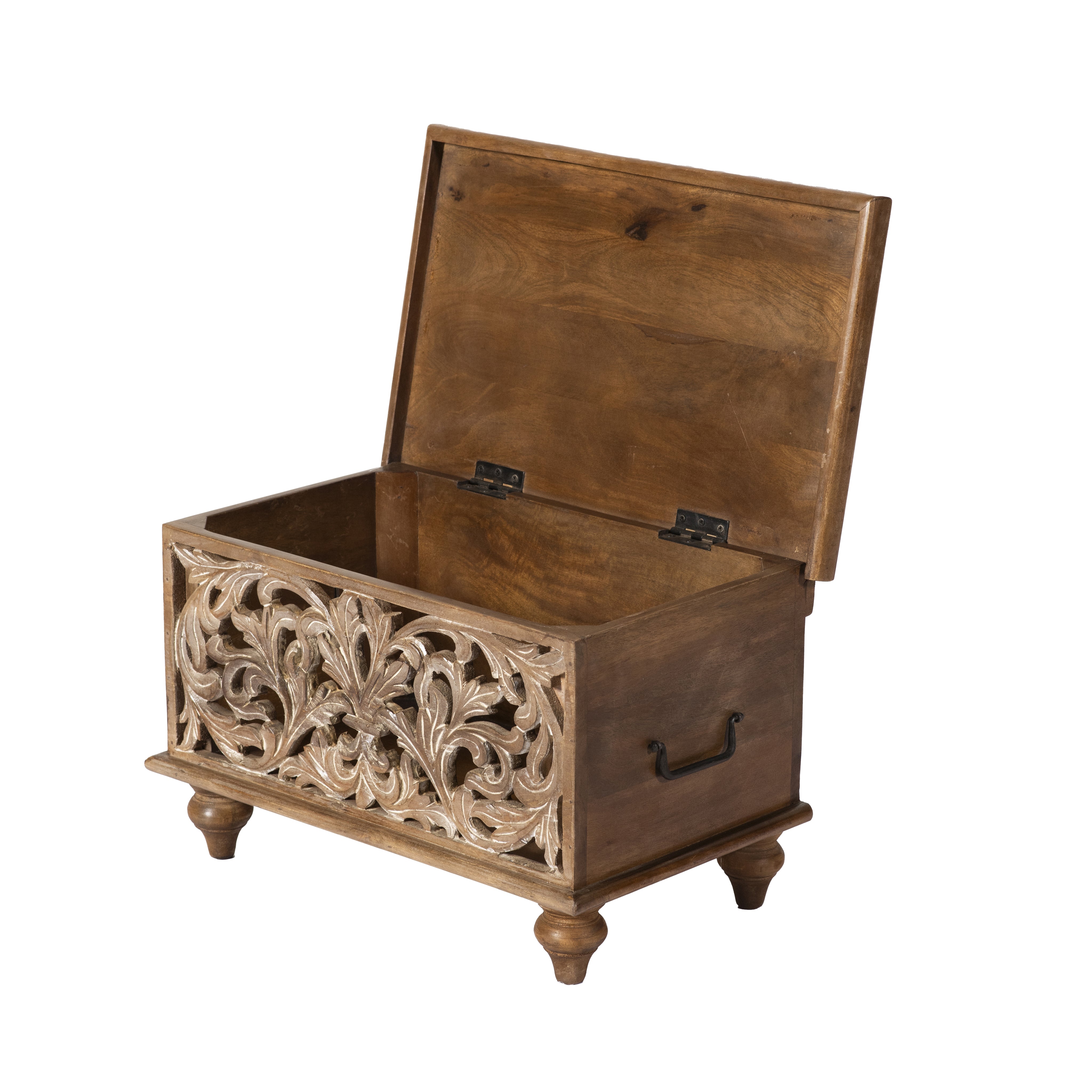 Precious Trove Handcarved Solid Wood Trunk in Rustic Finsh – ROOH FOR ...