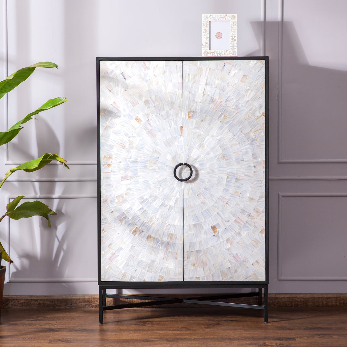 Ms. Whimsy Celestial Charm Pattern Mother of Pearl Inlay Bar & Wine Ca