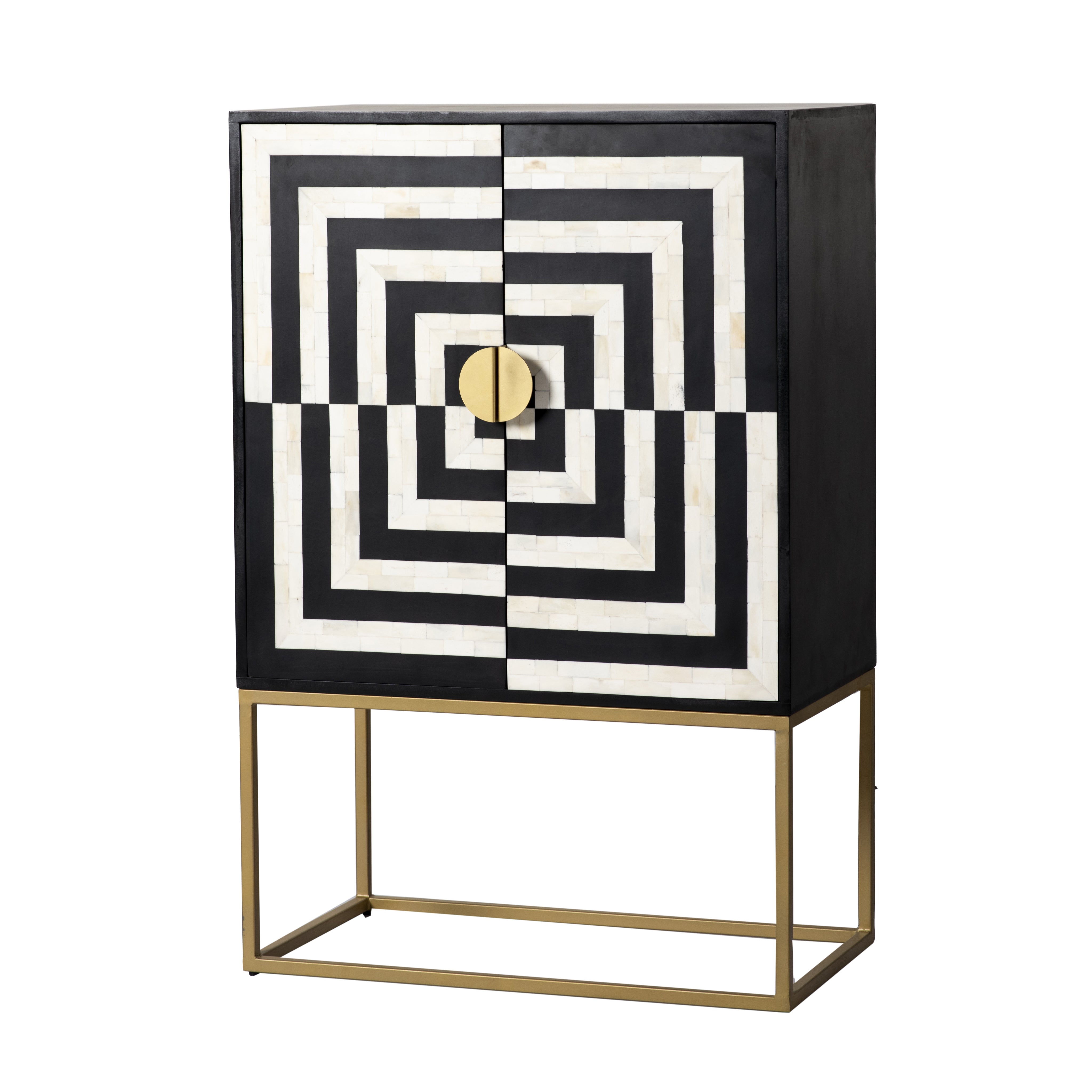 Ms. Illusion's Night Bone Inlay Bar & Wine Cabinet with Gold Legs ...