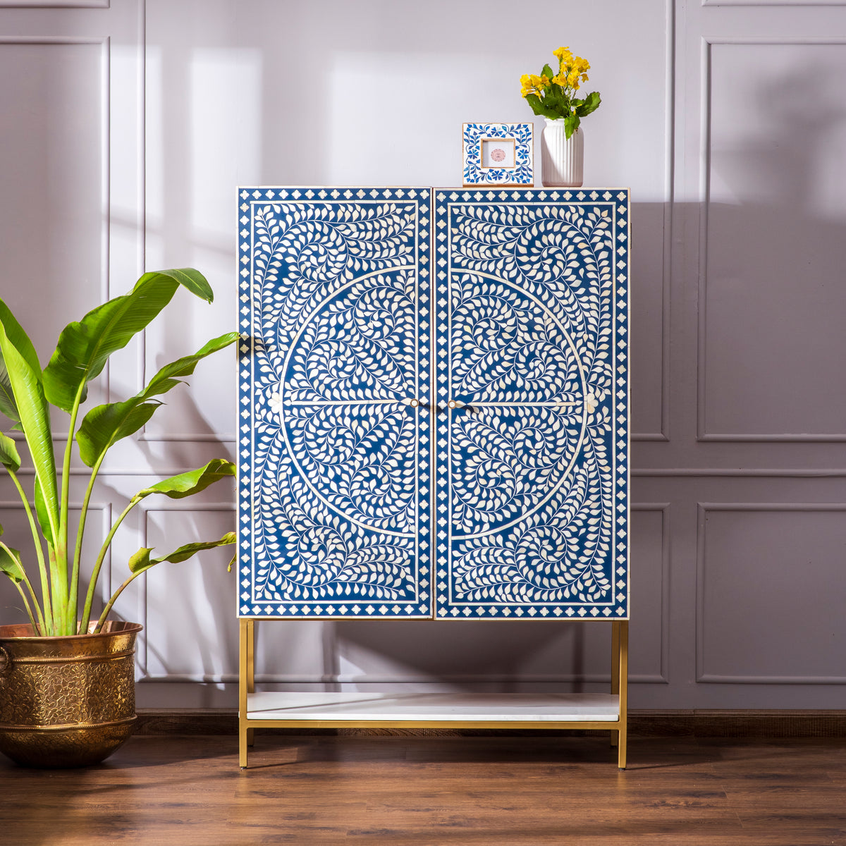 Ms. Manor Scroll Vine Pattern Bone Inlay Bar & Wine Cabinet – ROOH FOR ...