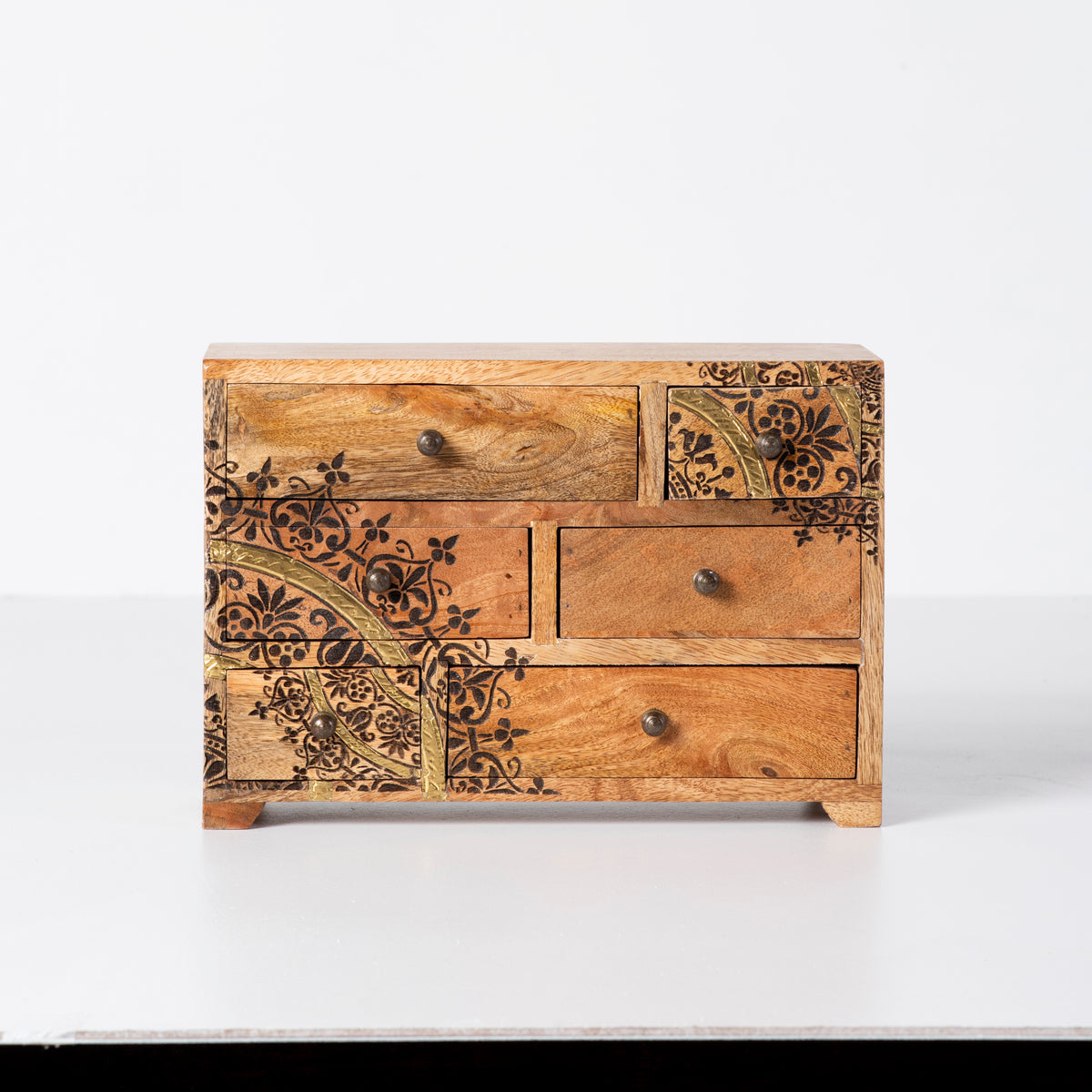 Luxe Laser Gilded Wooden 6 Drawer Table Top Storage – ROOH FOR SPACES