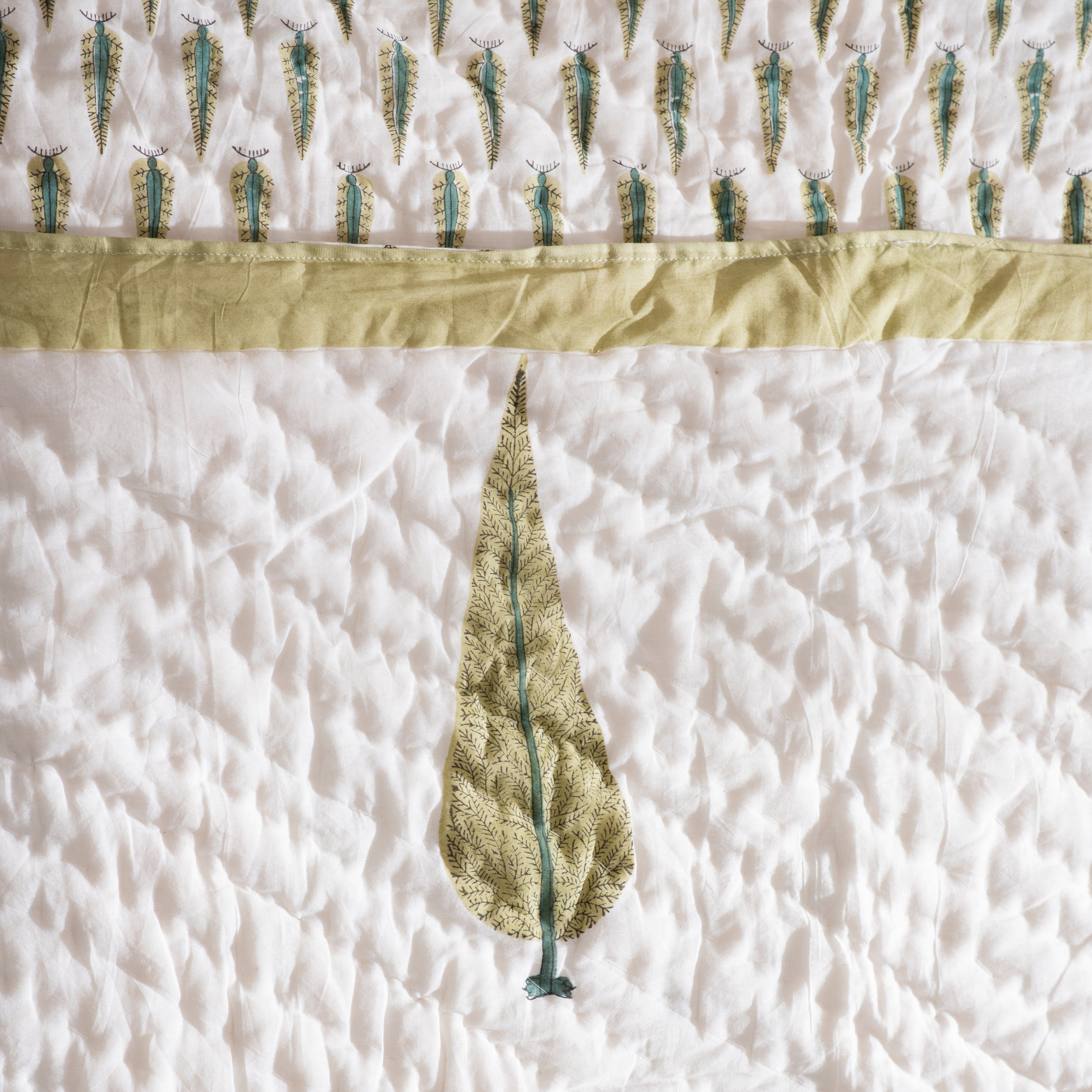 Leaves of Ashoka Summer Cotton Hand Block Print Quilt