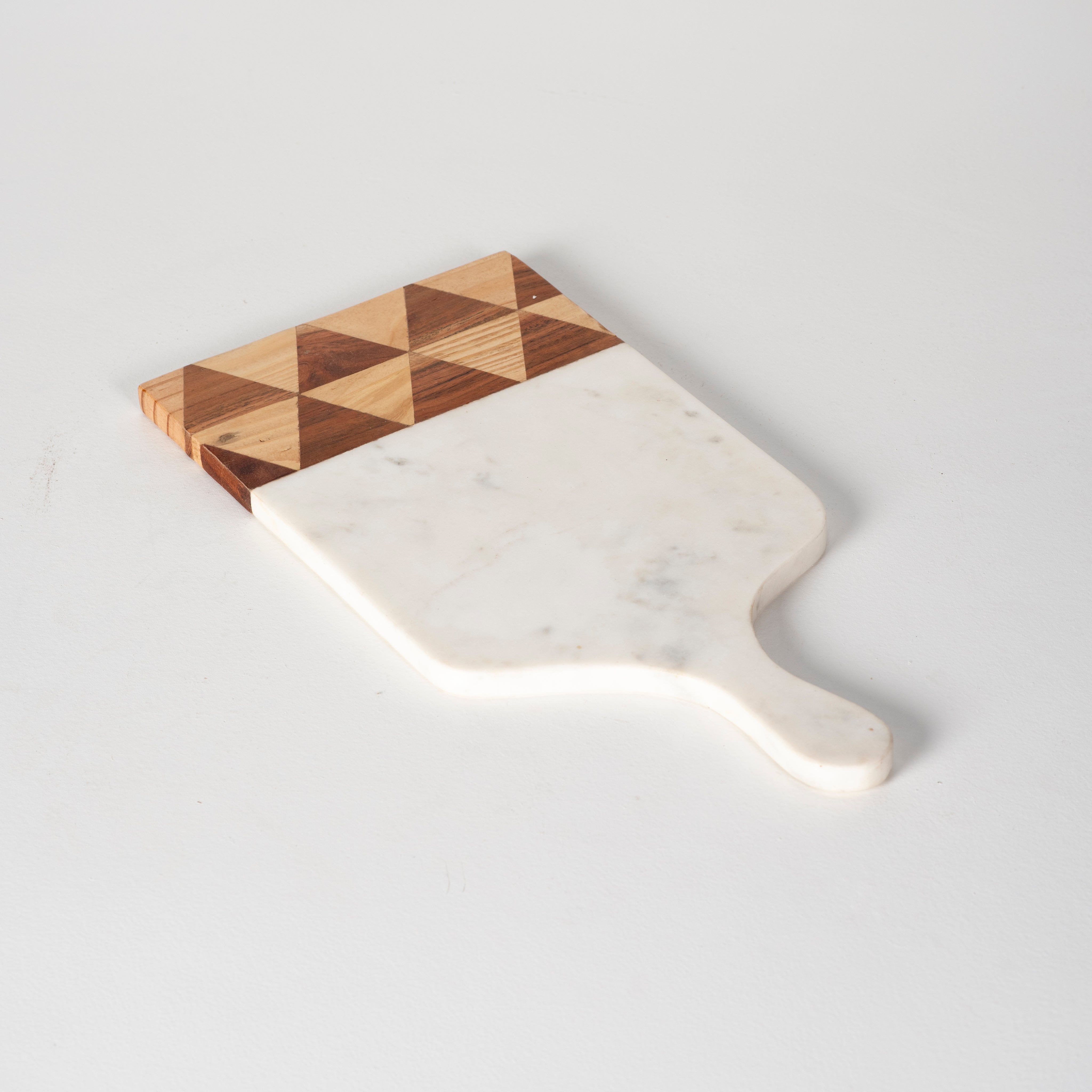 Wood Mosaic & Marble Handcrafted Masterpiece Small Serving Board ...