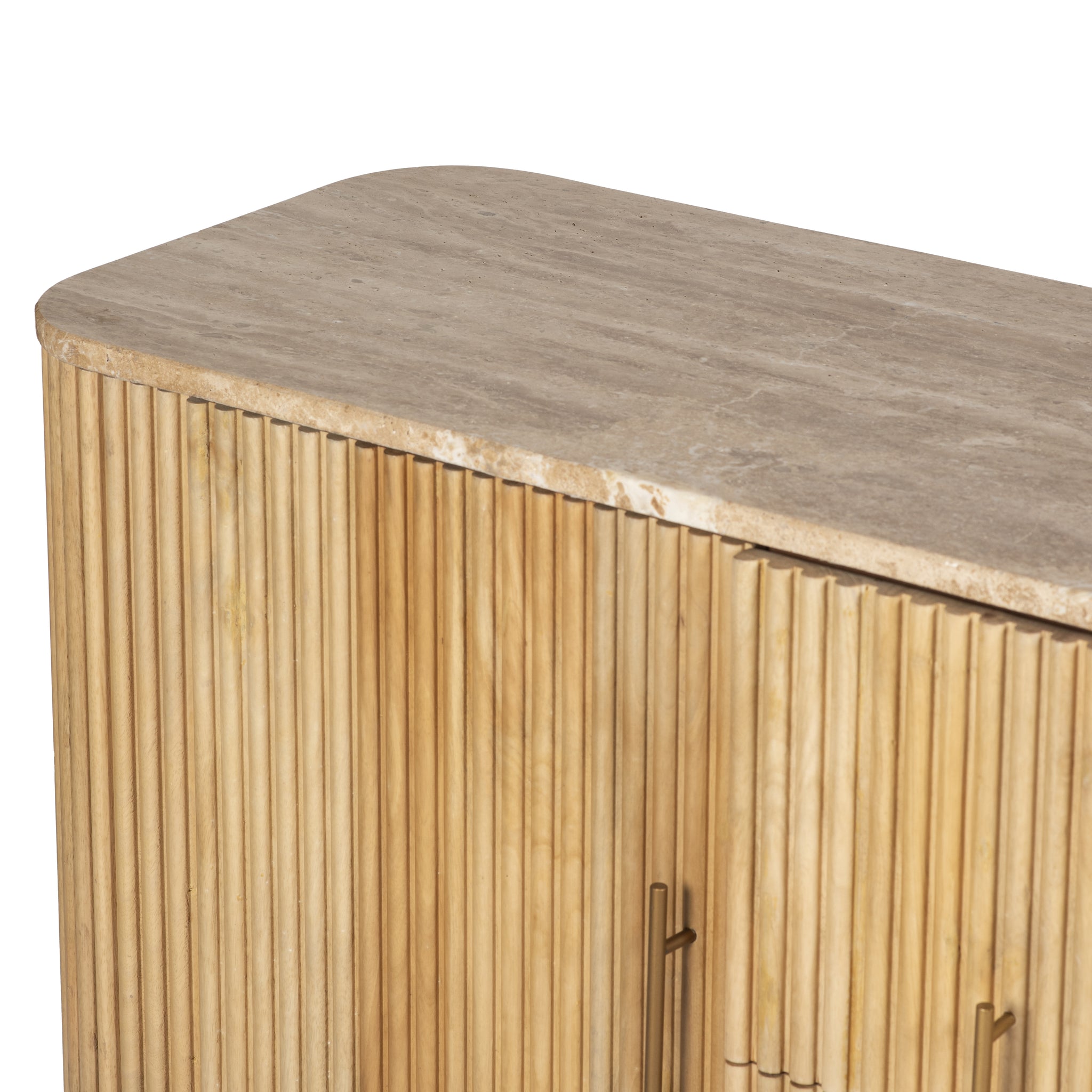 Travertine Marble Top Solid Wood Buffet