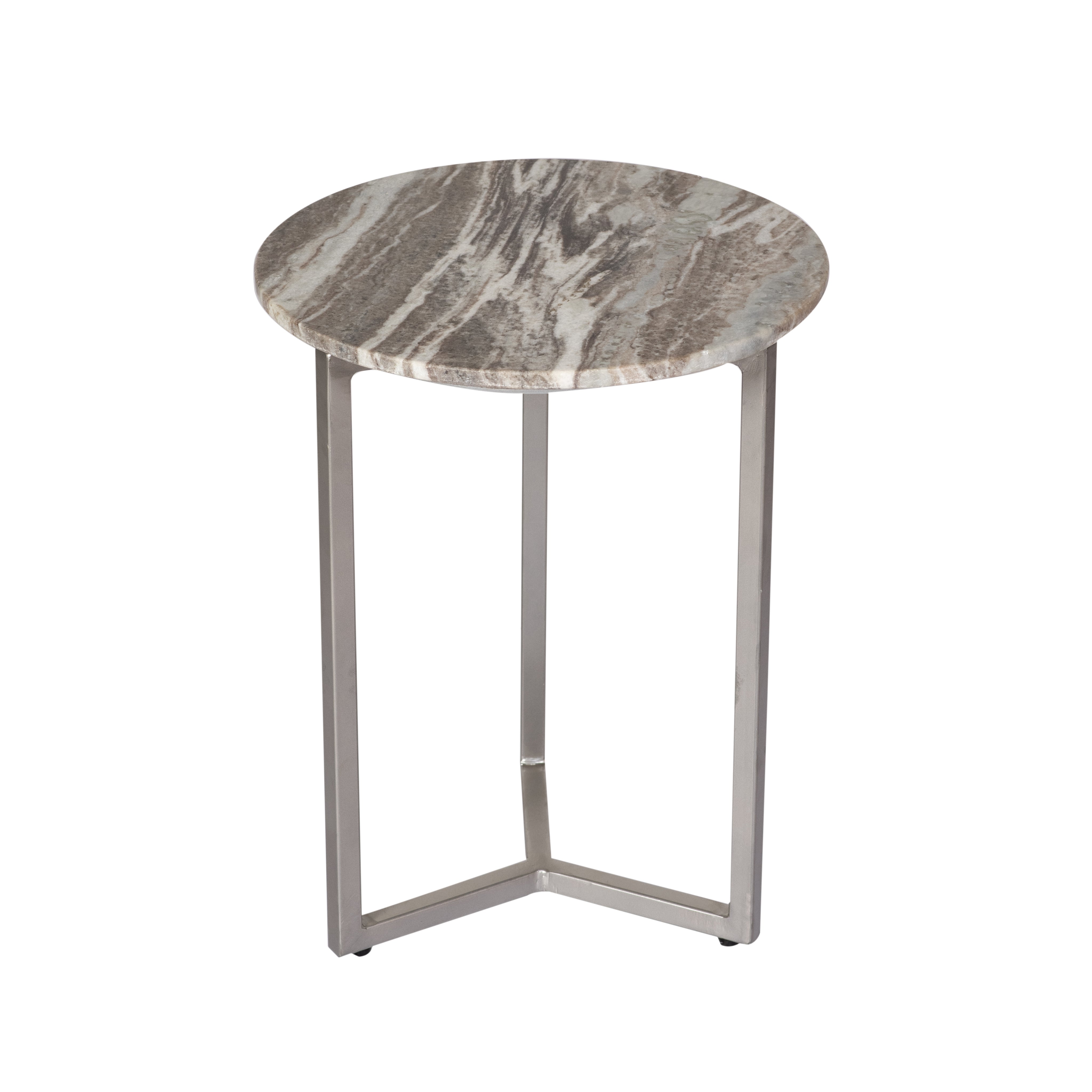 Azul Purple Statuario Grey Polished Mable Side Table with Electroplate ...