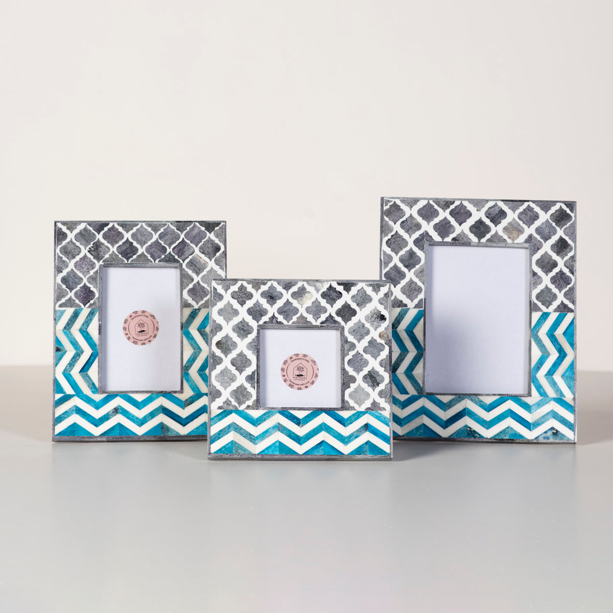 Bone Inlay Photo Frame – Chevron Blue - Rooh SG