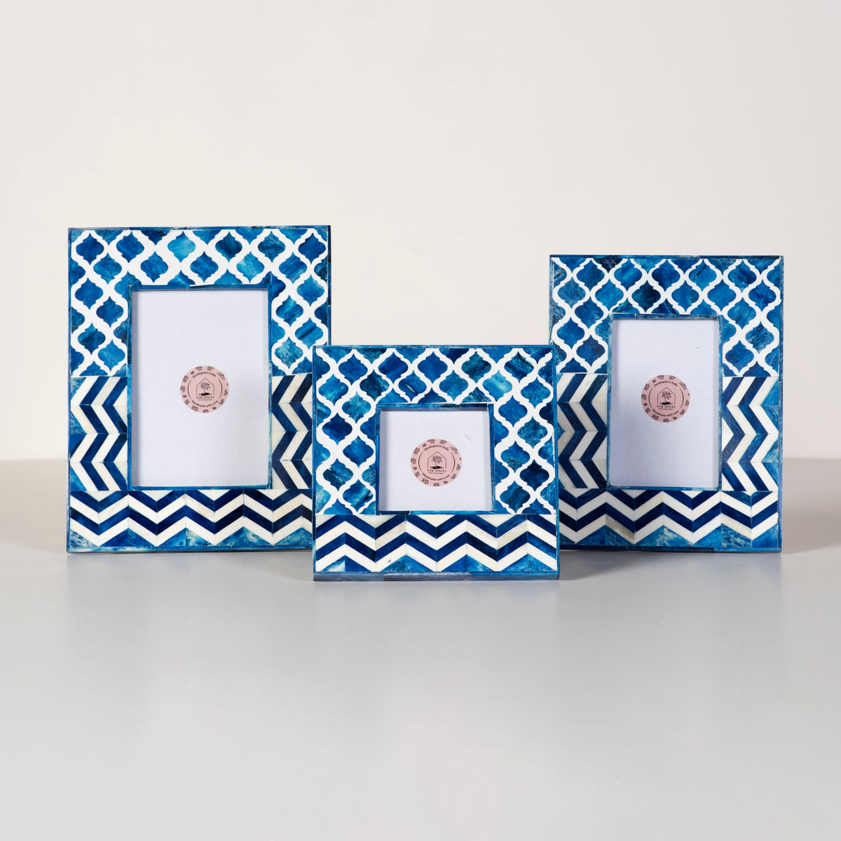 Chevron Cobalt Blue Bone Inlay Photo Frame