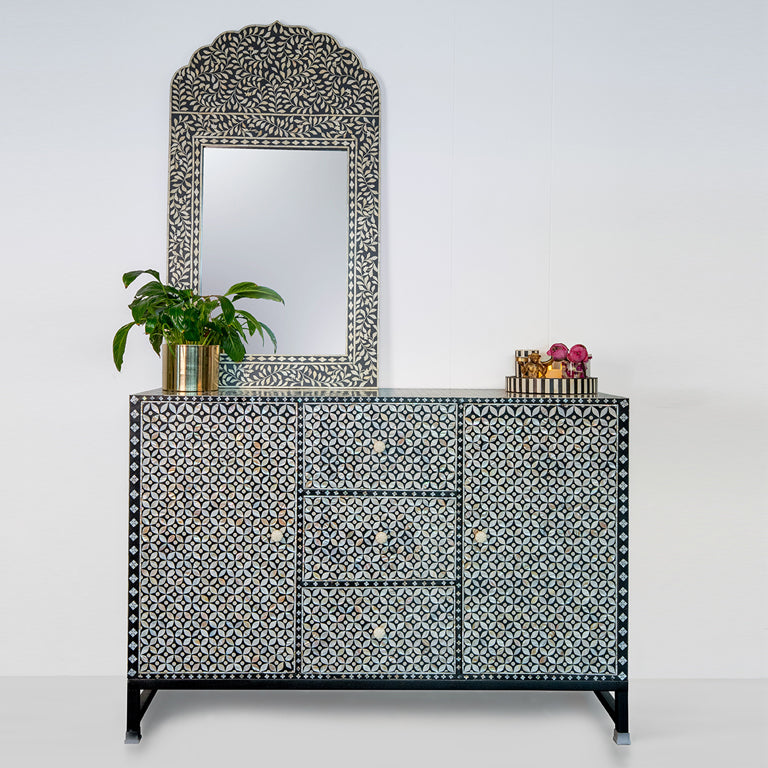 Royal Geo Pattern MOP Inlay and Resin European Standard Size Sideboard ...